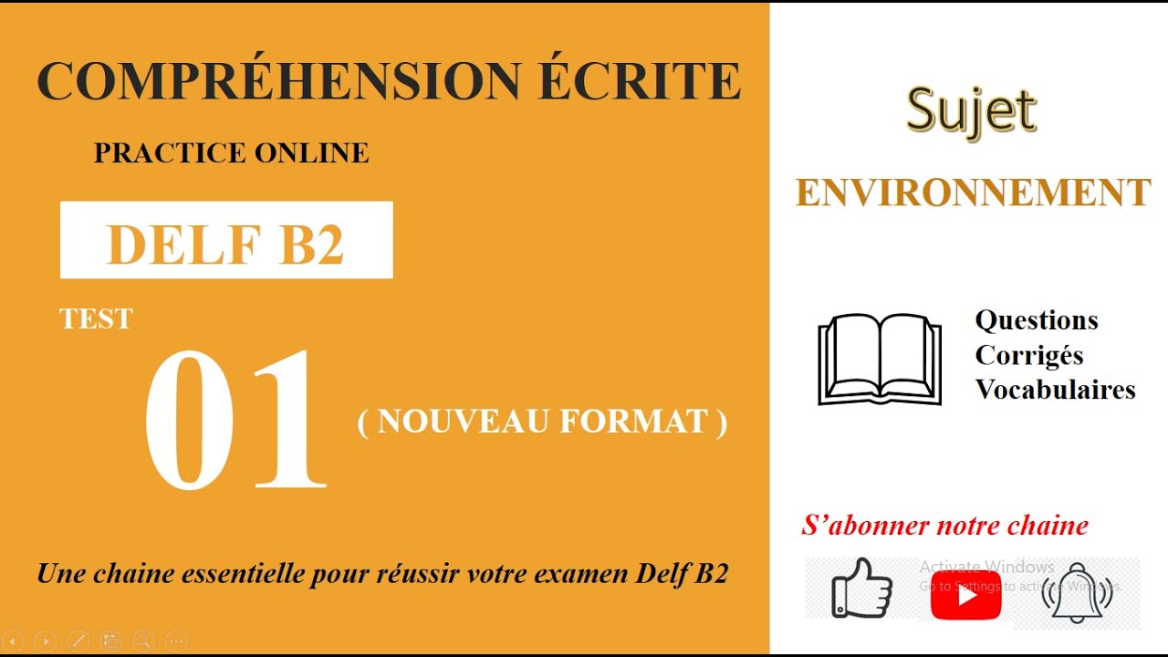 DELF B2 Compr hension crite Nouveau Format Test 01 PRACTICE TEST