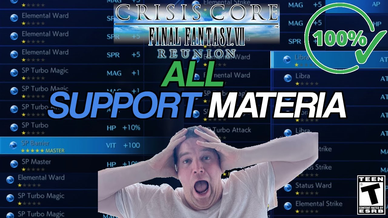 Crisis Core all support materia and SP Barrier Master Minerva 0 Damage ...