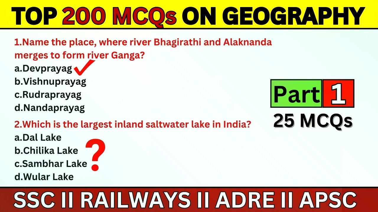 TOP 200 MCQs ON GEOGRAPHY I GEOGRAPHY MCQ SERIES I FIRST PART - YouTube