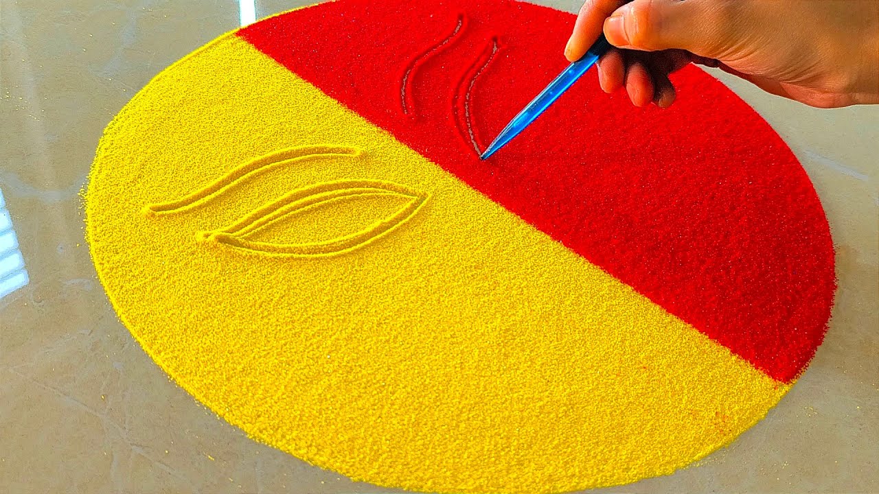 माँ दुर्गा rangoli using easy trick | घटस्थापना/ नवरात्री rangoli 🙏🏻🌺 ...