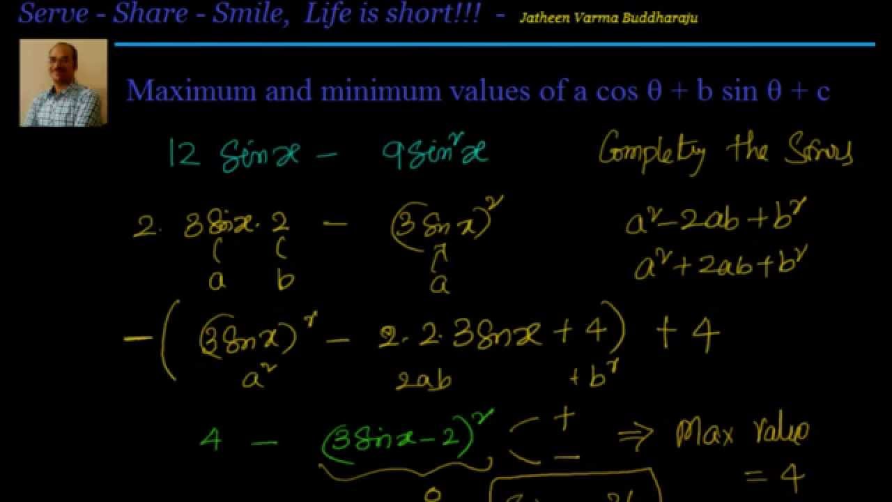 Trigonometry Maximum And Minimum Values Of A Cos B Sin C YouTube