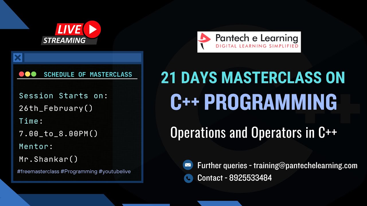 Day 04 - Operations and Operators in C++ | Pantechelearning - YouTube