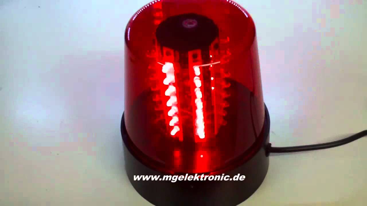 LED Polizeilicht 230V 56 LEDs rot, Rundumleuchte - YouTube