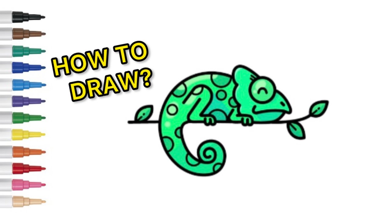 How To Draw A Chameleon - Easy Drawing Tutorial Art - YouTube