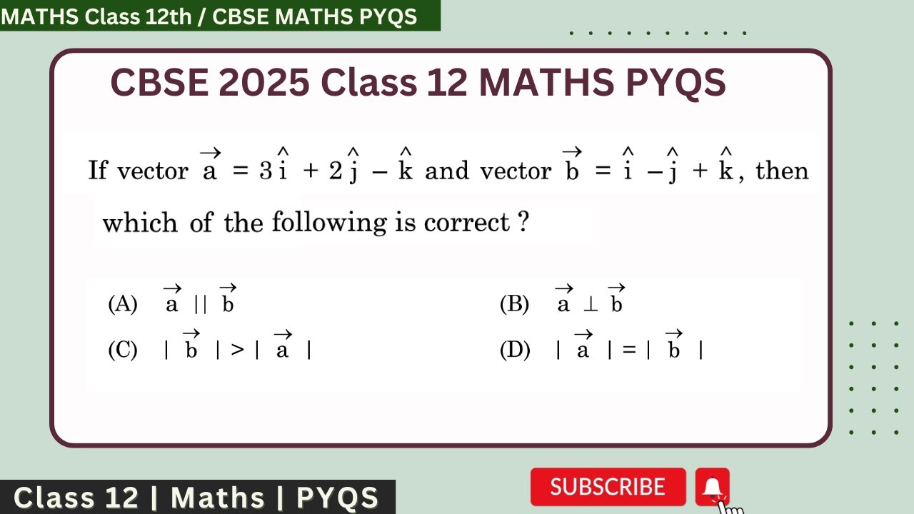 If vector a=3i+2j-k and vector b=i-j+k , then which of the following is ...