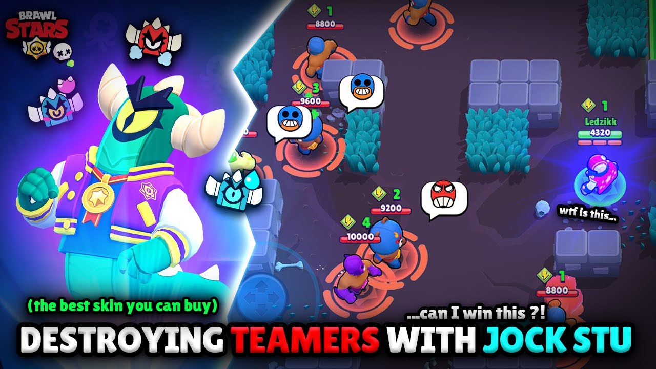 Destroying Teamers With Jock Stu In Brawl Stars - YouTube