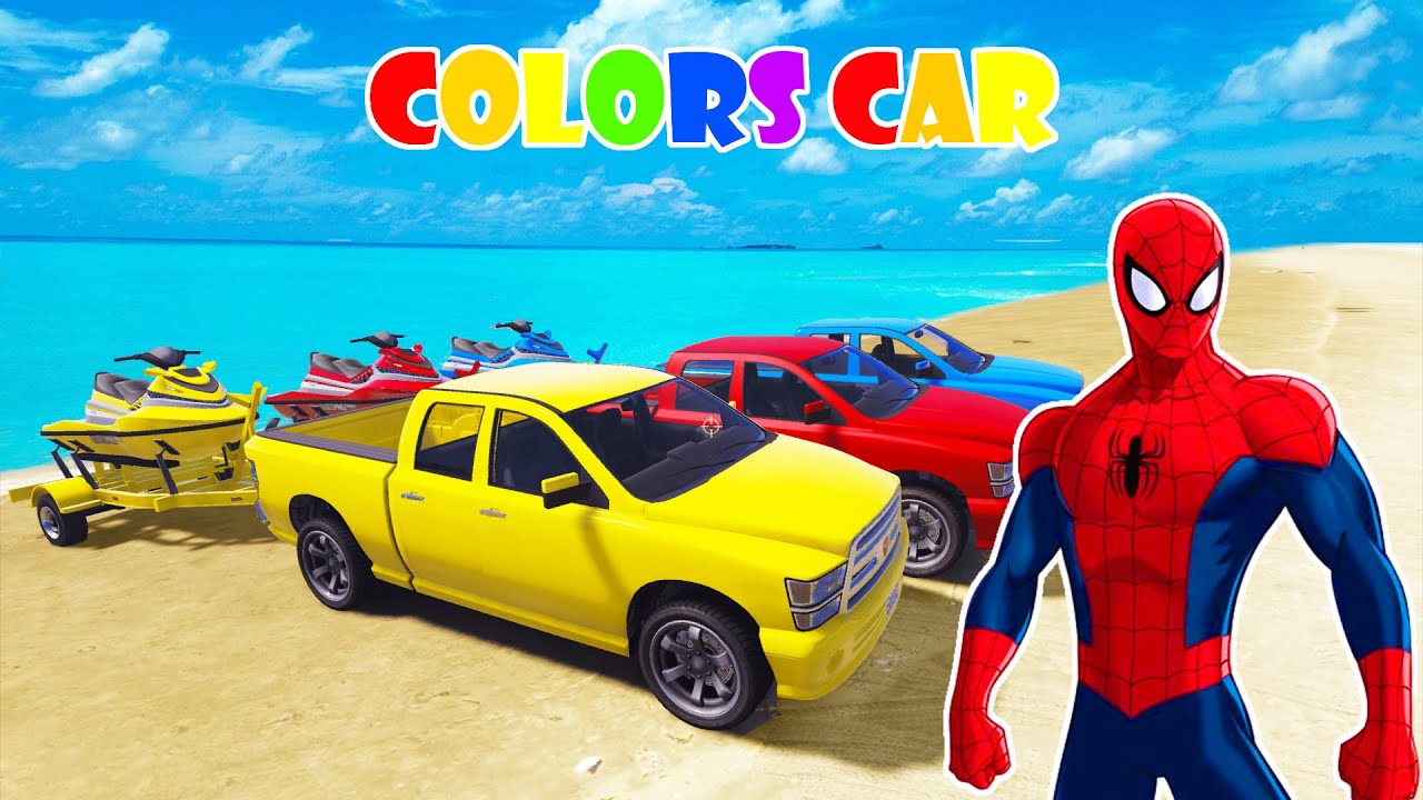 COLOR CARS PARTY W SPIDERMAN COLORS Fun superheroes cartoon 3D for kids ...