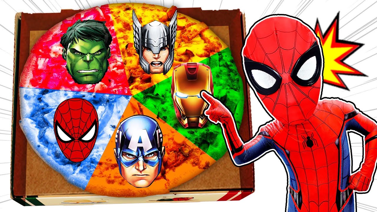 슈퍼히어로 피자를 먹으면!? SuperHero Pizza Toy play - YouTube