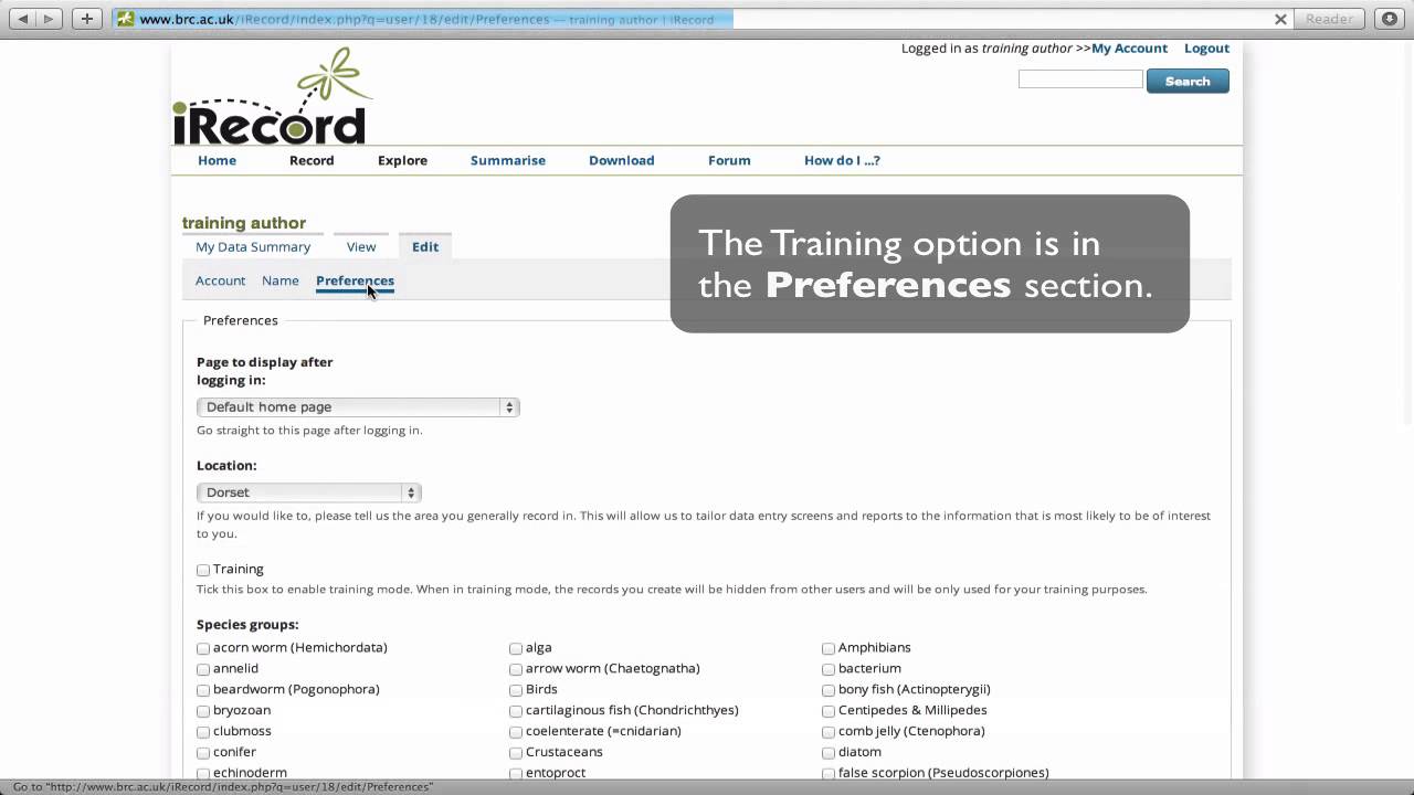 iRecord - using training mode - YouTube