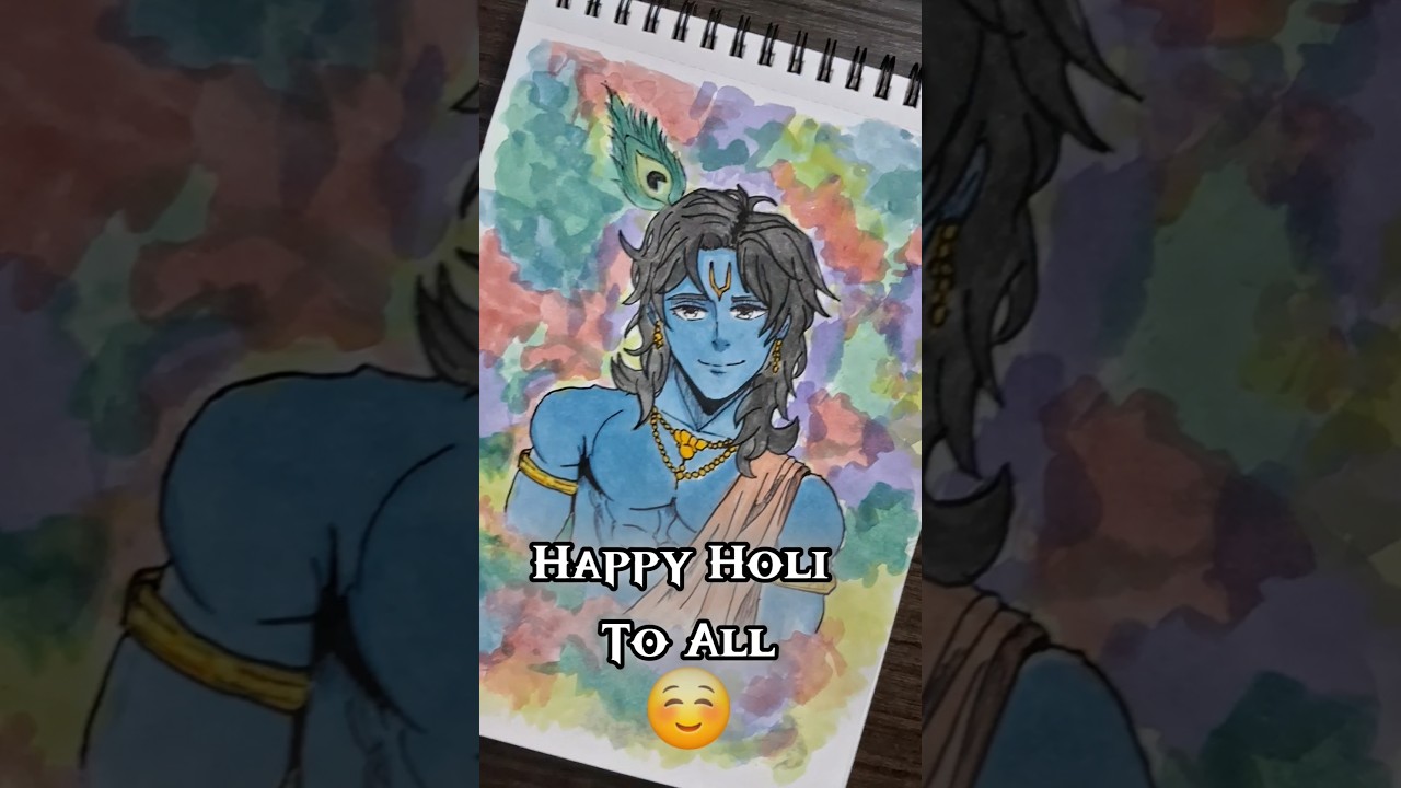 Drawing Shri krishna in anime style 😊 #art #watercolours - YouTube