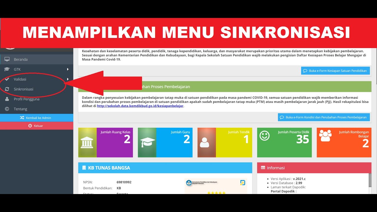 CARA MENGATASI MENU SINKRONISASI TIDAK MUNCUL DI AKUN KEPALA SEKOLAH ...
