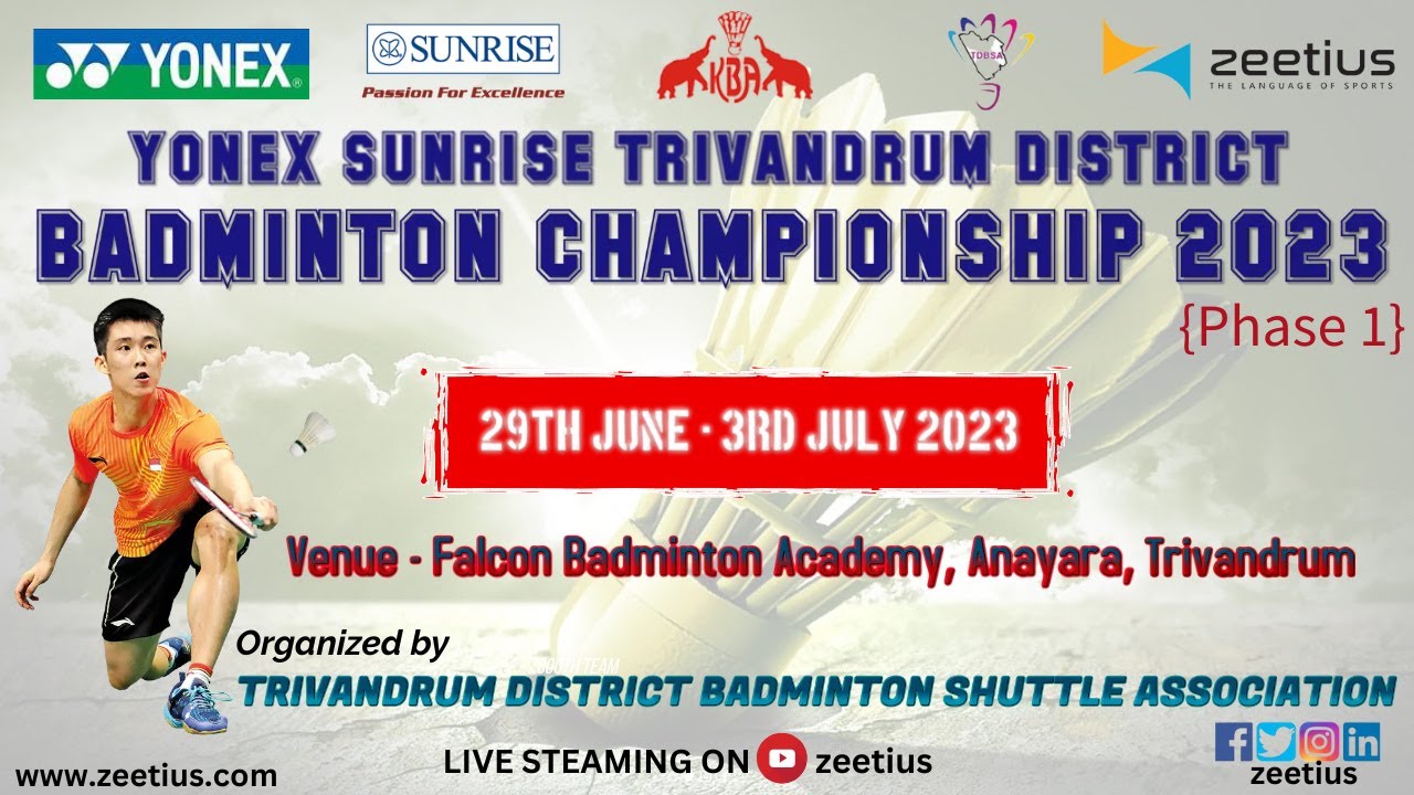 YONEX SUNRISE TRIVANDRUM DISTRICT BADMINTON CHAMPIONSHIP 2023 Phase 1 ...