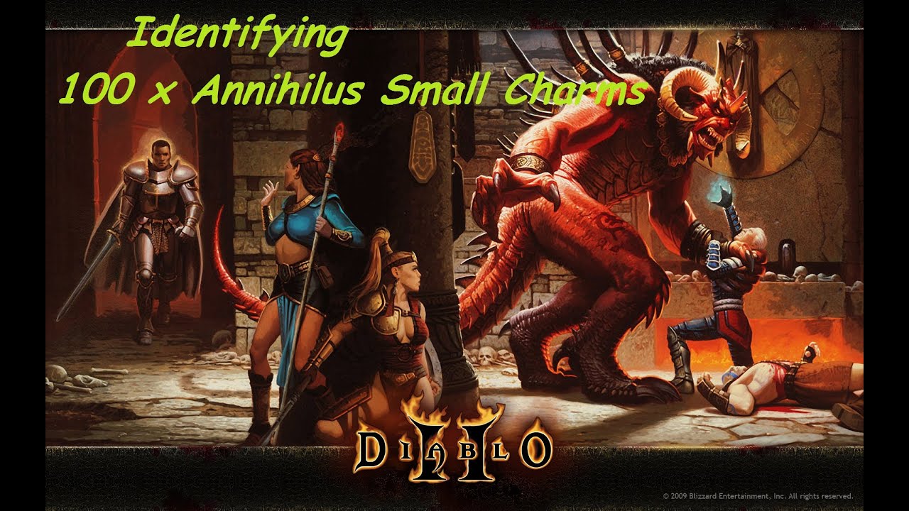 Diablo 2 - Identifying x 100 Annihilus Small Charms - YouTube