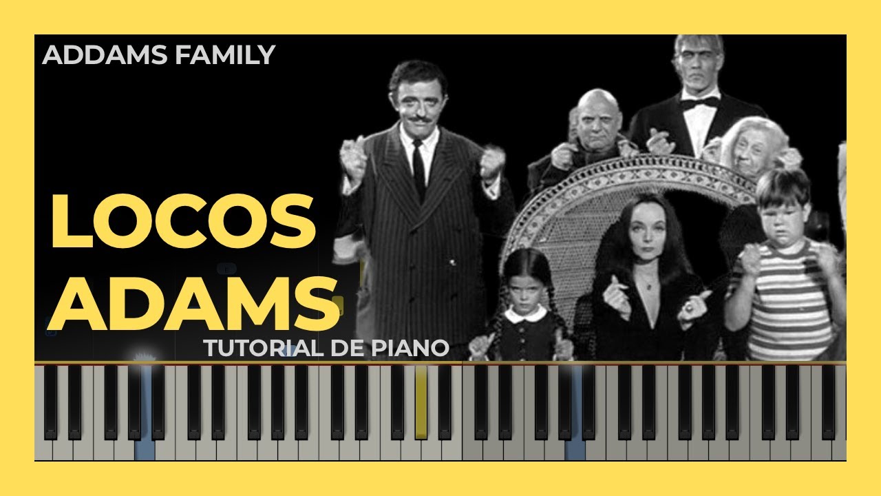 Tema de los LOCOS ADAMS | Tutorial de piano FÁCIL y LENTO para ...