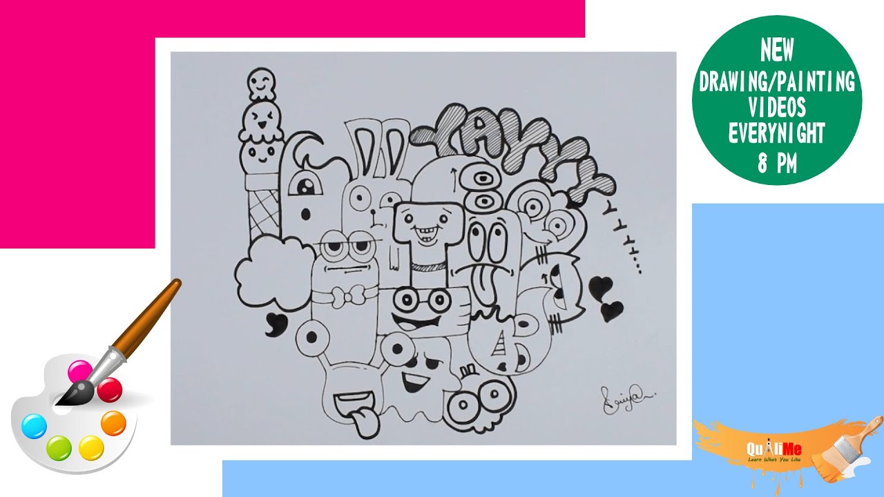 Easy And Effective Way To Draw "Cute Monster Doodles" - YouTube