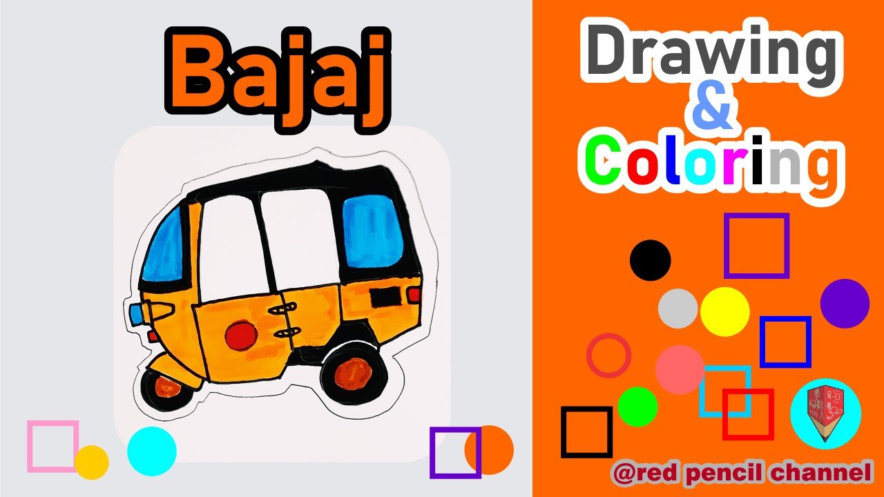 HOW TO DRAW BAJAJ FOR KIDS | CARA MENGGAMBAR BAJAJ UNTUK ANAK ANAK ...