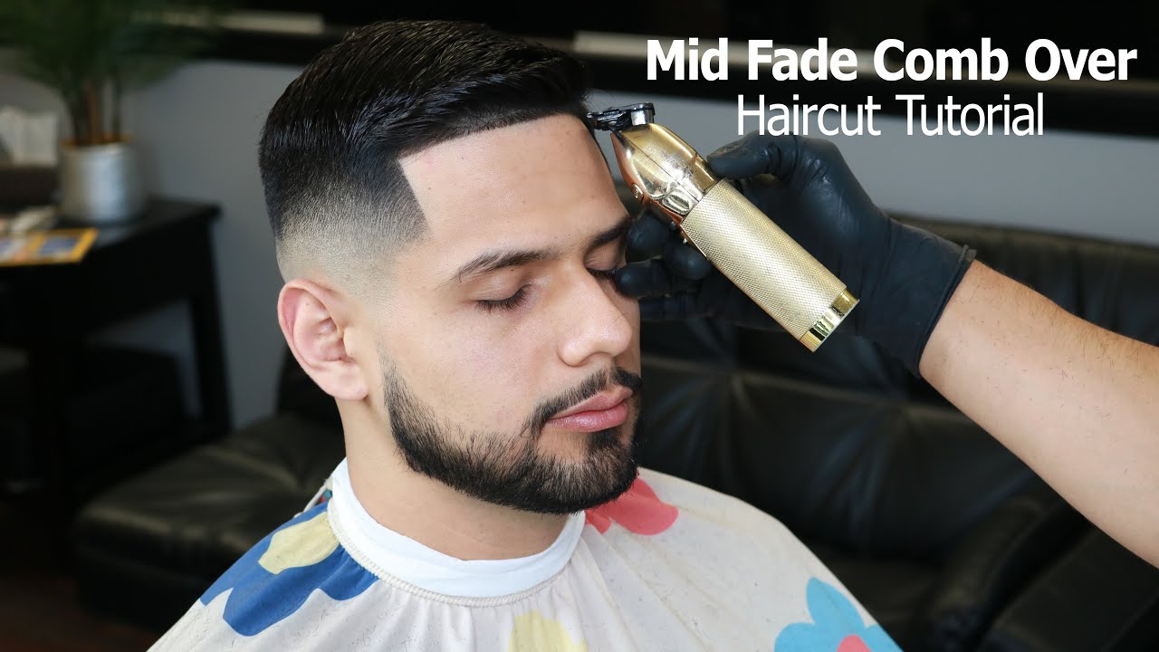Mid Fade Comb Over - Haircut Tutorial - YouTube