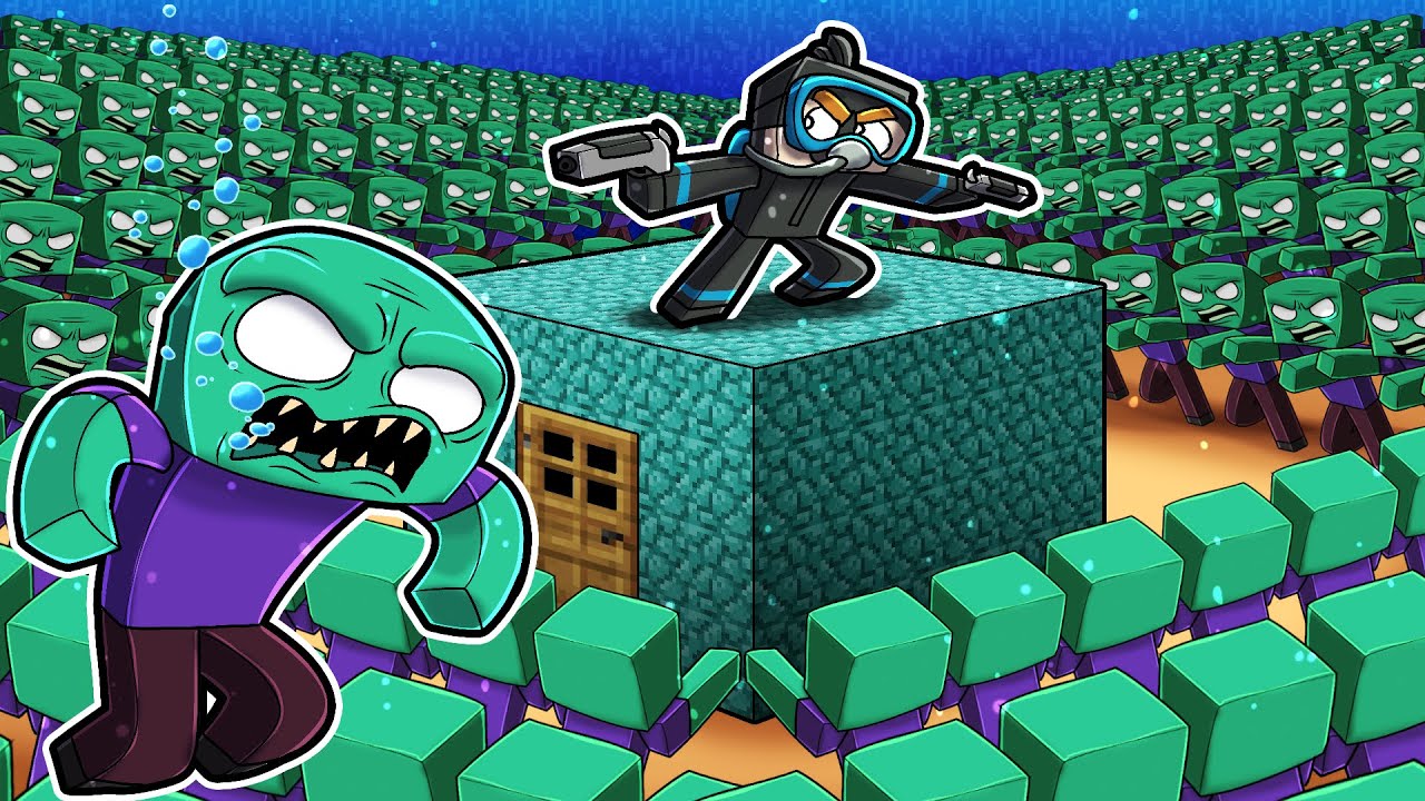 Minecraft - UNDERWATER ZOMBIE BASE CHALLENGE! (Build to Survive) - YouTube