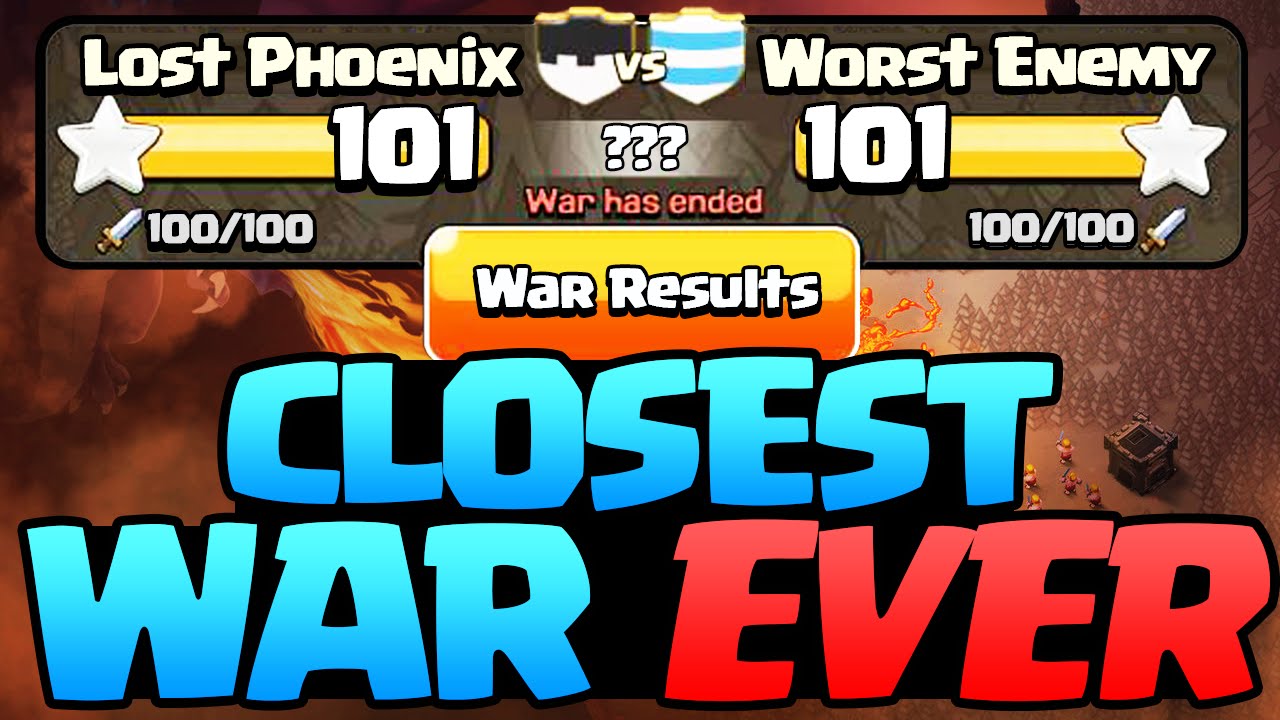 Clash of Clans Clan War - The CLOSEST War Ever! - YouTube