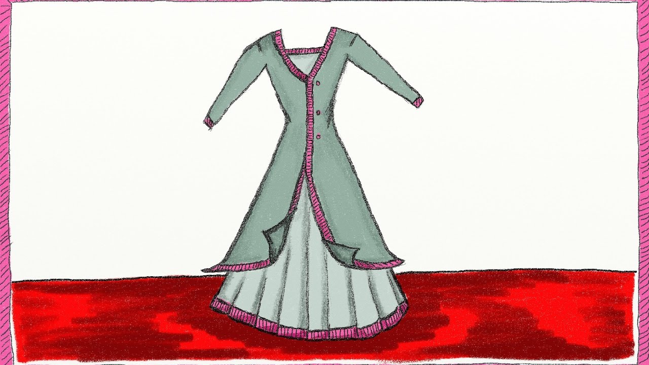 Drawing dress with a coat | How to draw a dress | Drawing for kids ...