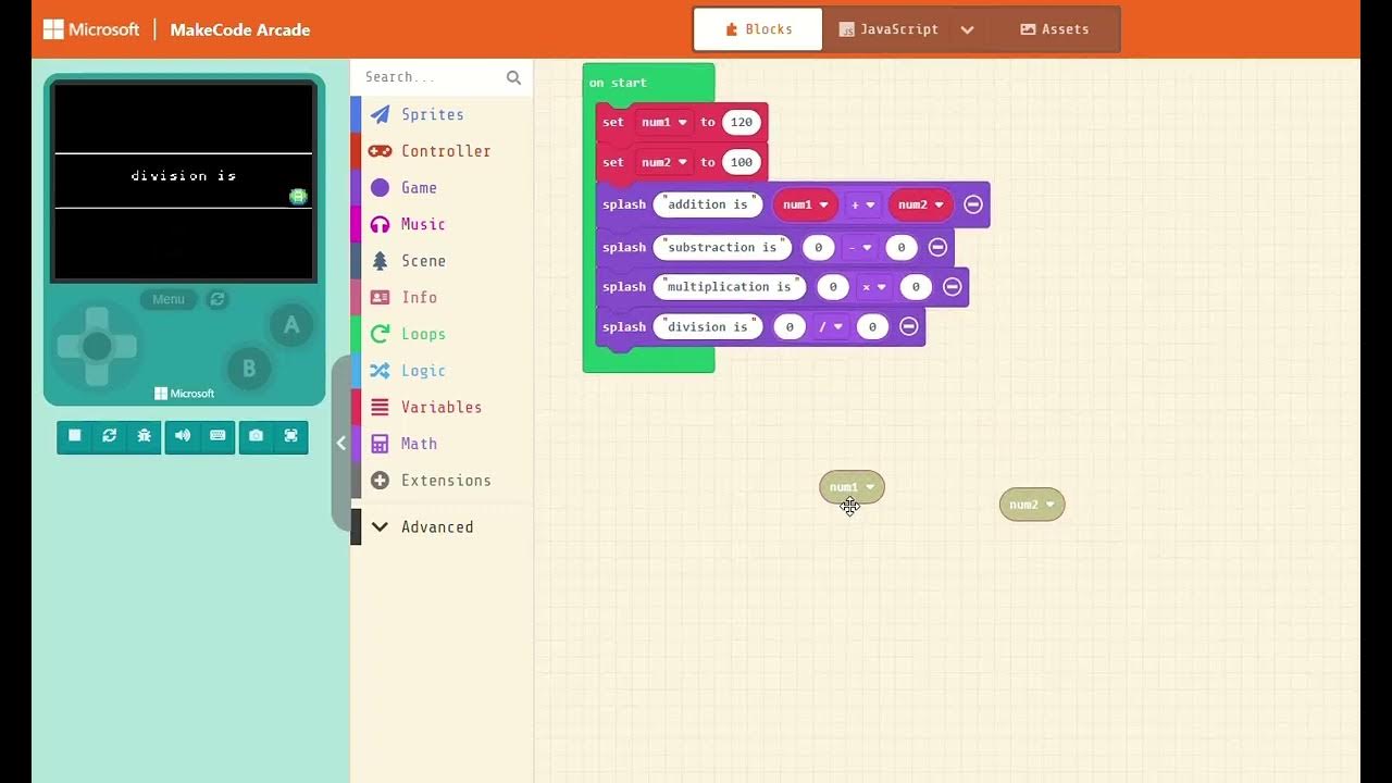 Calculator on Make Code Arcade - YouTube