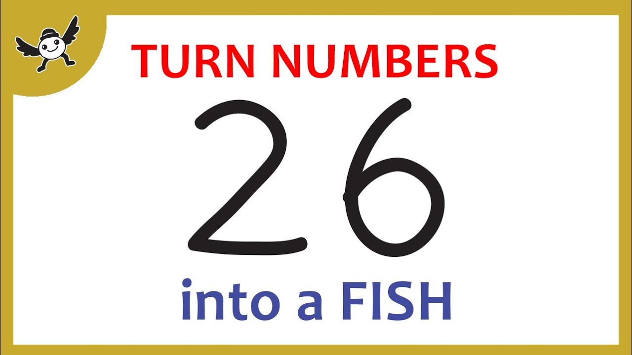 How To Turn Numbers “26” into a Cartoon FISH – Learn Drawing Art on ...