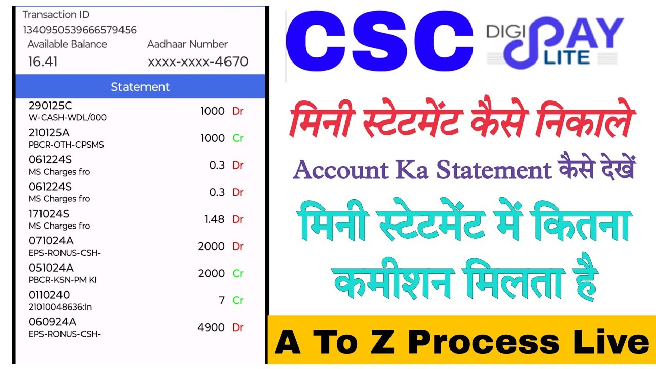 digipay light se mini statement kaise nikale | Digipay Light mini ...