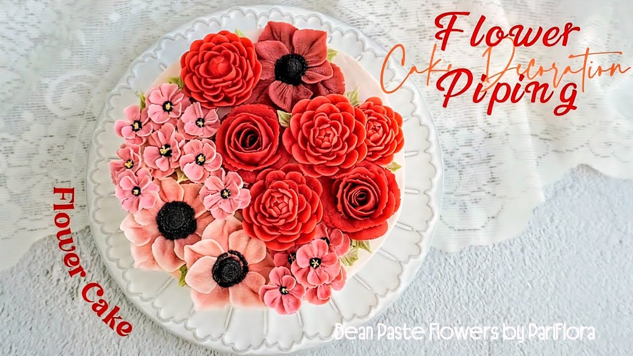 How to Pipe Flower & Cake Decorating 앙금플라워, 꽃 파이핑, flower cake บีบ ...