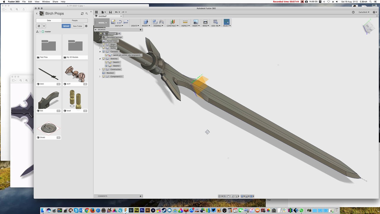 Sword Art Online Longsword - Fusion 360 - YouTube