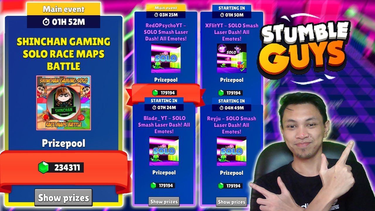 SOLO Smash Laser Dash | STUMBLE GUYS BLOCK DASH ONLY | Live Stumble ...