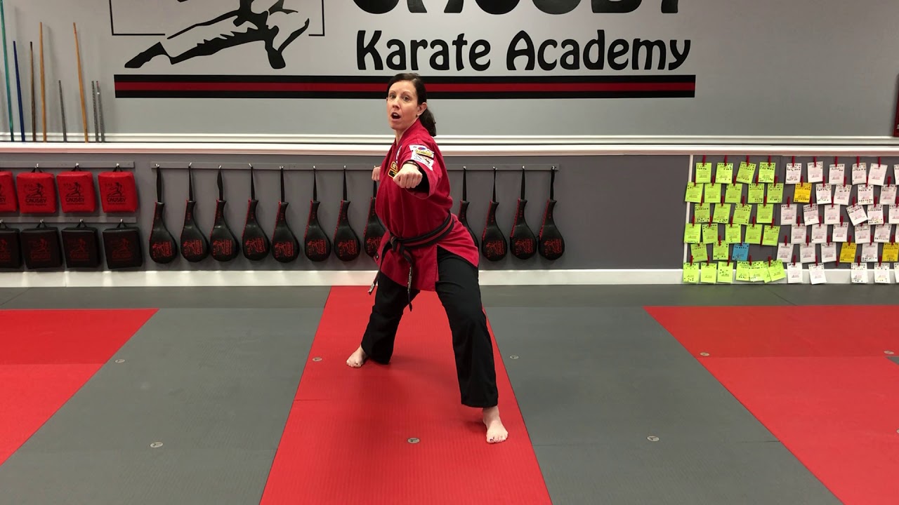 WHITE BELT - BLUE STRIPE - PUNCHING IN FRONT STANCE BASICS - YouTube