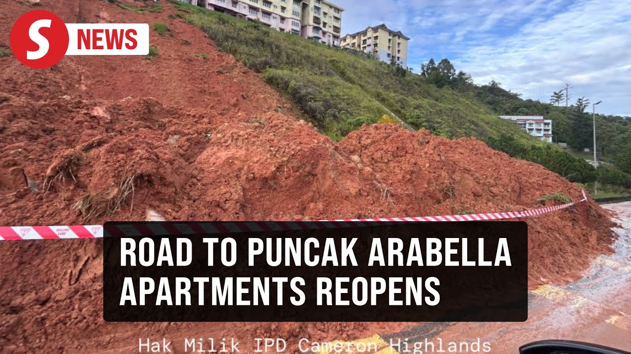 Road to Puncak Arabella Apartments reopens after landslide debris ...