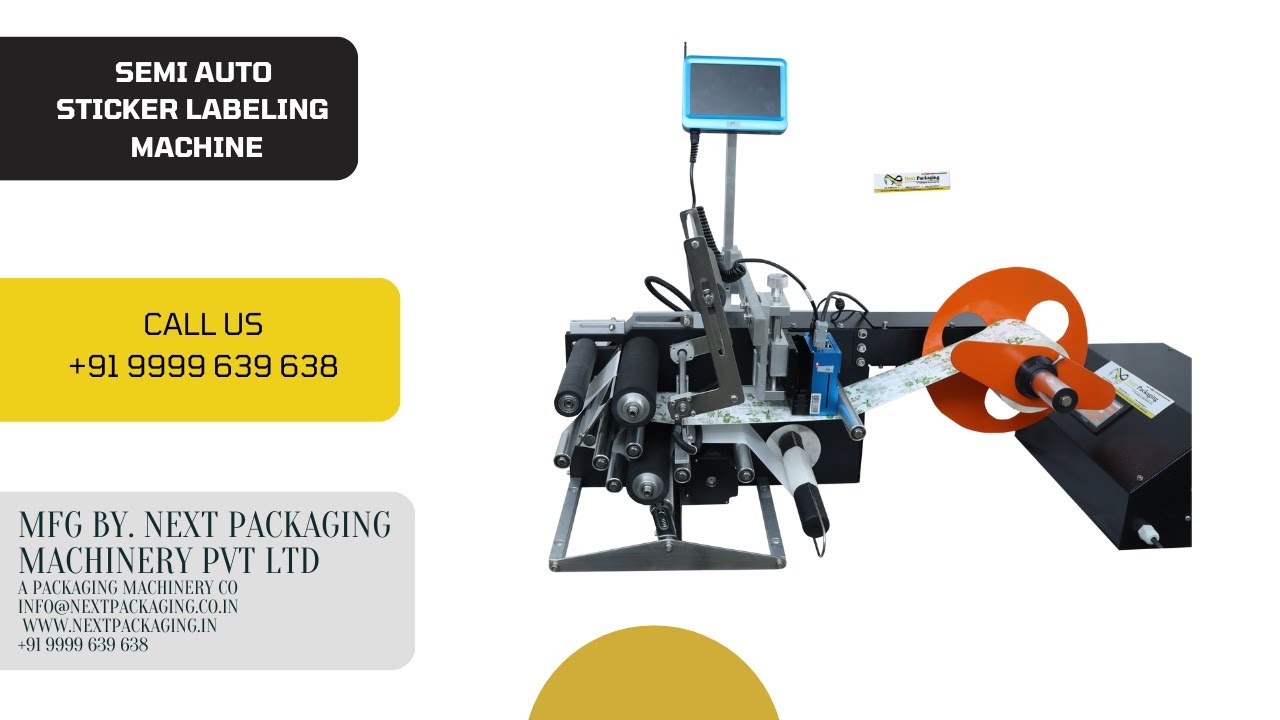 Semi auto sticker labeling machine for transparent labels for round ...