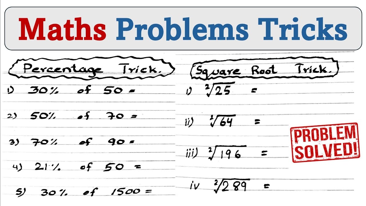 How To Solve Math Percentage Squares Square Root Problems With
