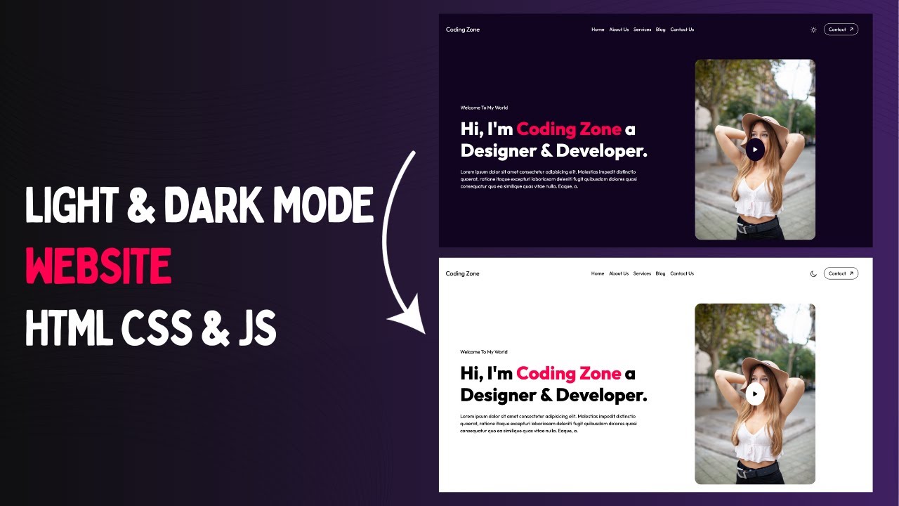 How To Create A Light And Dark Mode Website Design Html Css Bootstrap