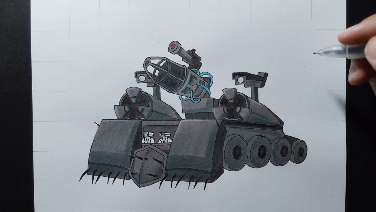 How to draw Giant Laser Tank Cameraman - YouTube