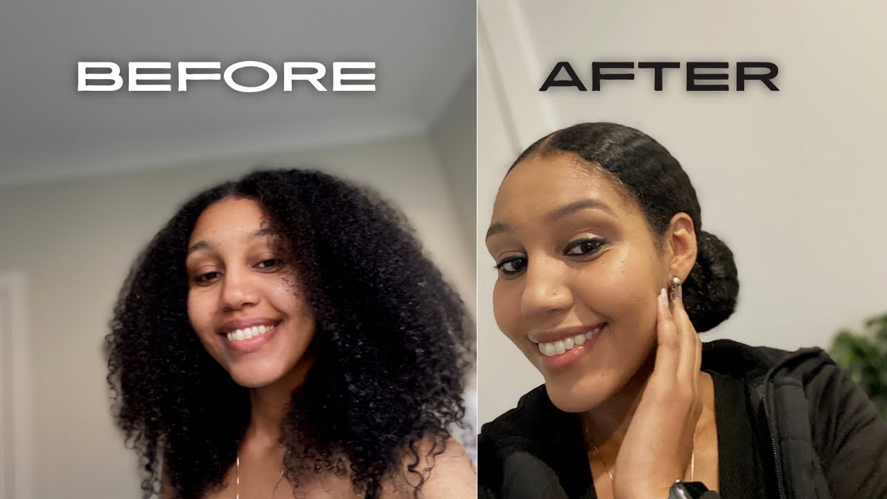 Quick and easy low bun hairstyle (3c-4a texture) - YouTube