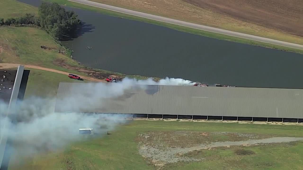 Crews from multiple agencies battle fire at Braum's Dairy Farm in ...