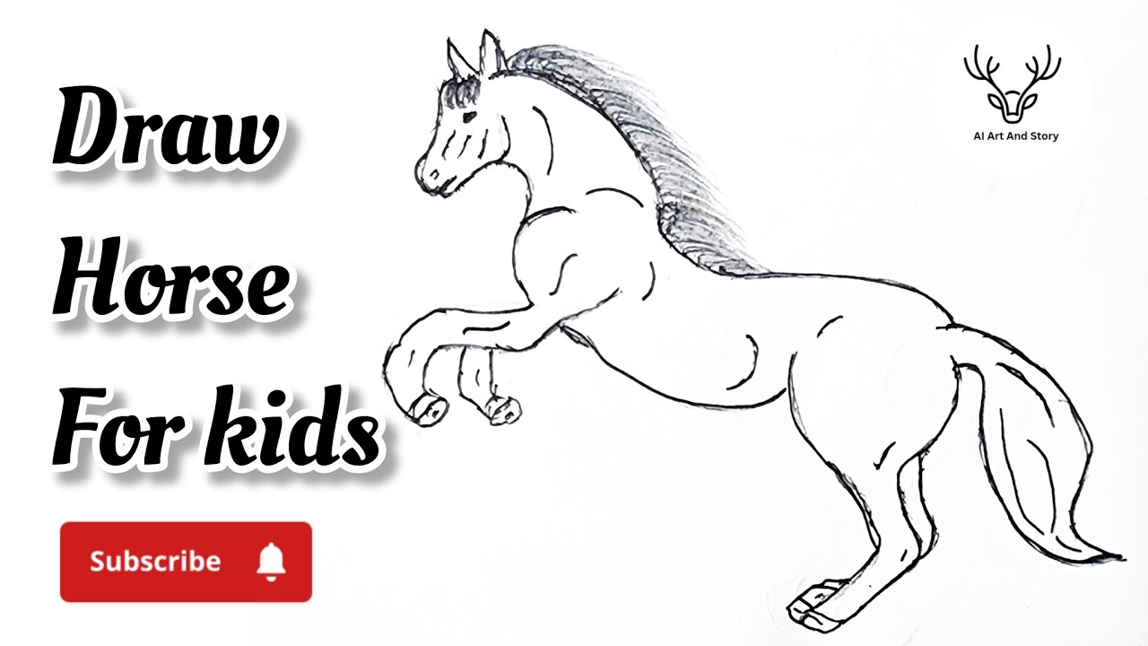 how to draw horse for kids // how to draw horse sketch ...