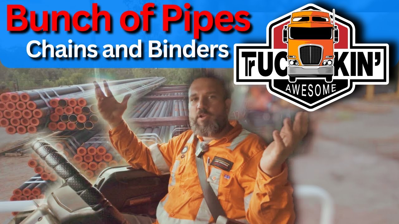 Load of steel pipes *27Ton* chains and binders - YouTube