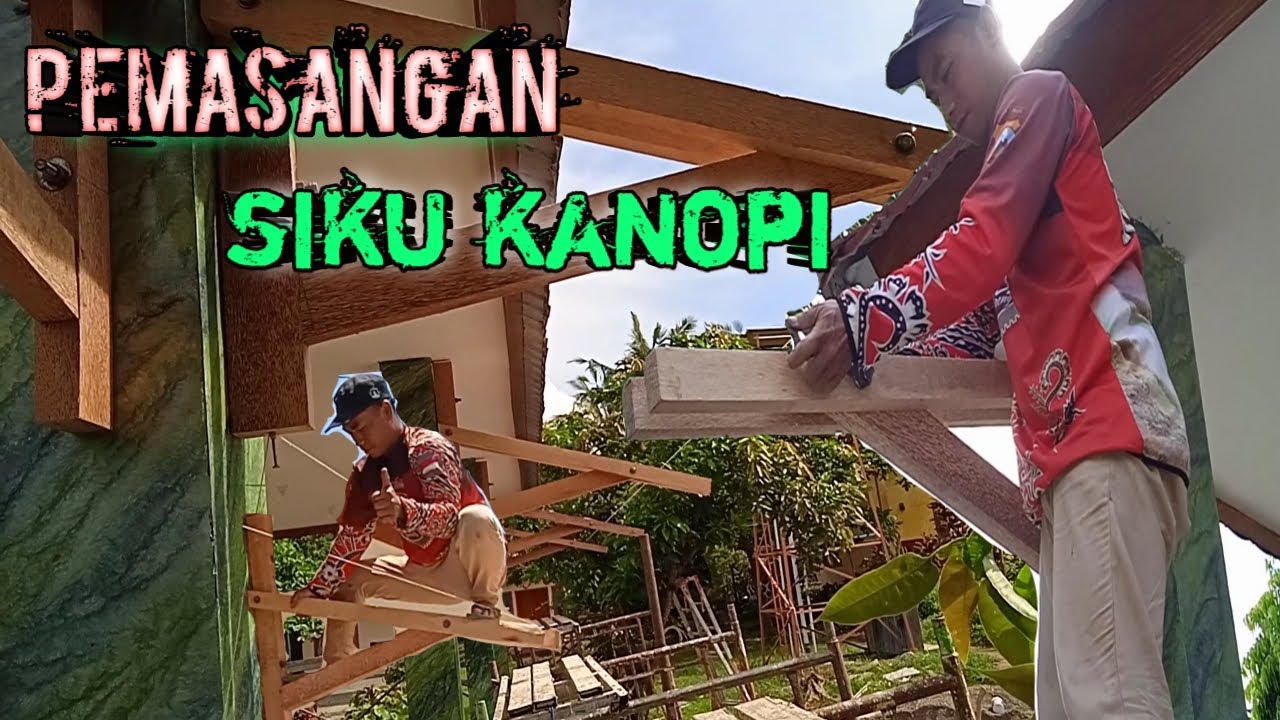 Cara pasang siku kanopi kayu di tiang beton - YouTube