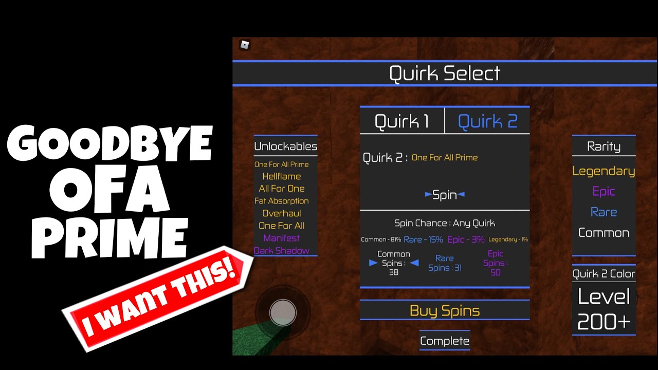 Spinning OFA PRIME for a New Quirk! Heroes Online | ROBLOX game by ...