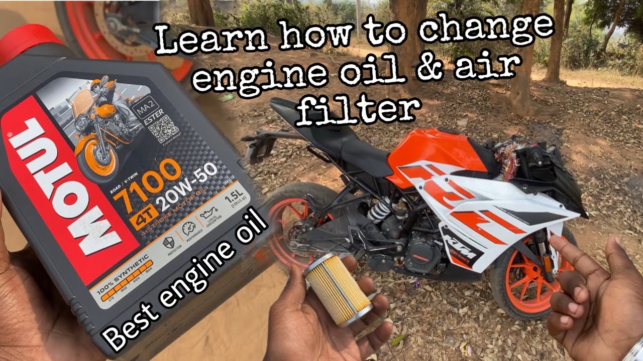 How to replace engine oil & air filter in ktm rc | Rc125 | Rc200 ...