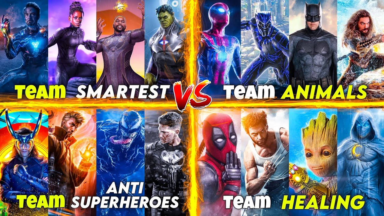 Team Smartest Vs Team Animals Vs Team Anti Superheroes Vs Team Healing ...