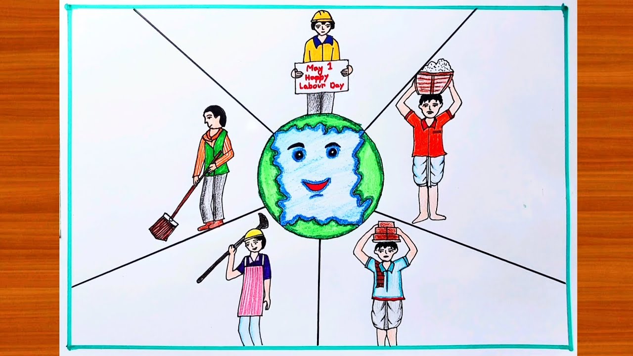 How to draw World Labour Day || Easy Labor Day Poster Drawing || May ...