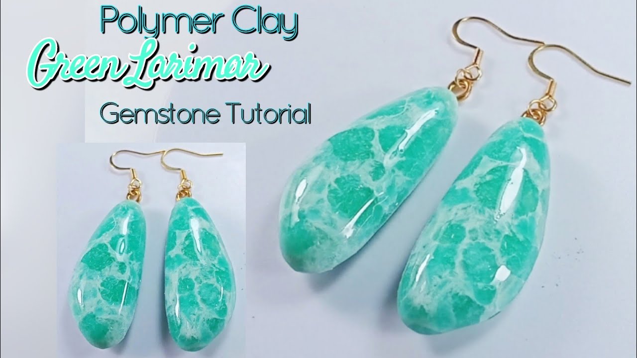 Polymer Clay Earrings Green Larimar Gemstone Tutorial / LoviCraft - YouTube
