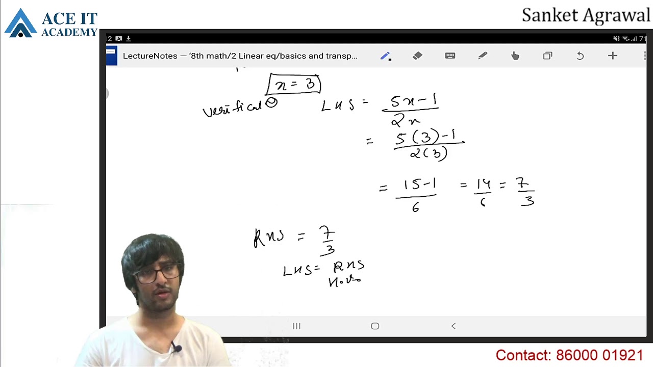 AIA 8th Math Linear equation in one variable transposition lect 5 - YouTube