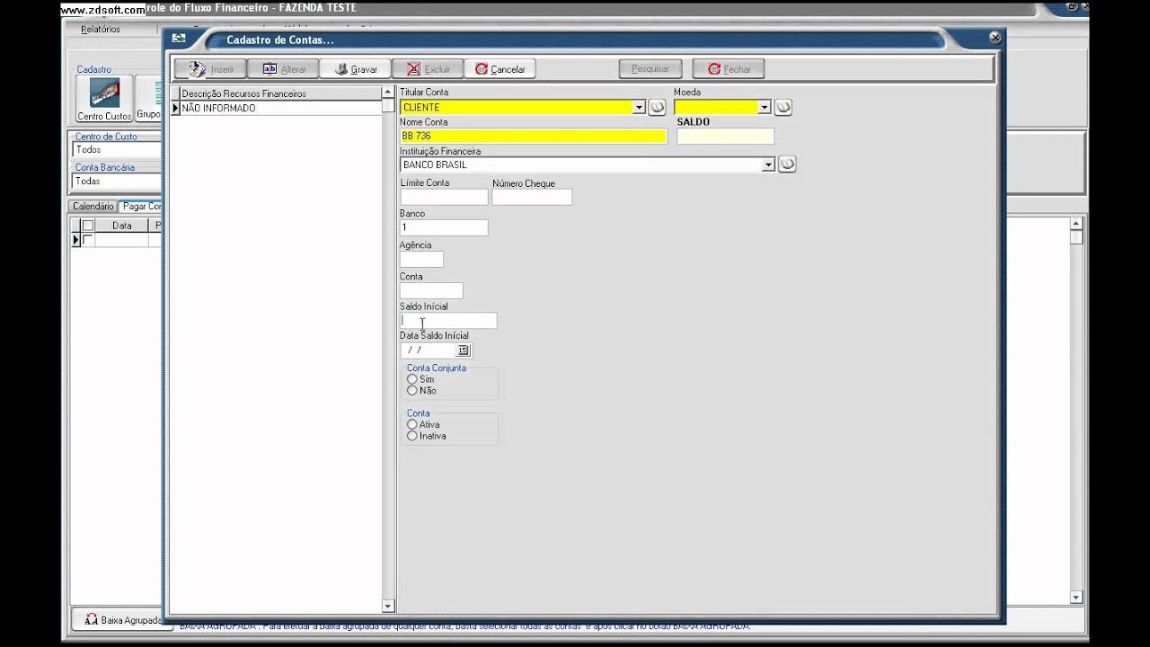 Software agropecuário - Sw-Rural Brazsoft - Módulo: Cadastro de Contas ...