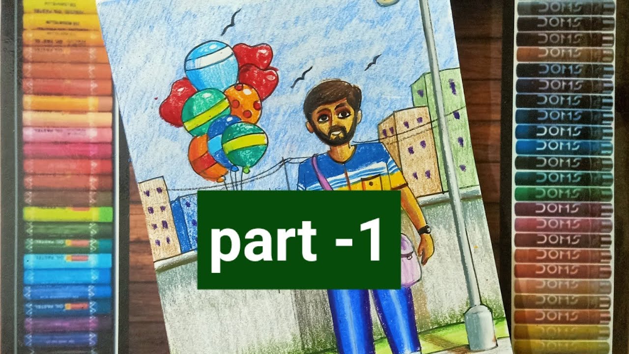 Balloon Seller Drawing By Pastel. Easy Balloon Seller Drawing By Pastel ...