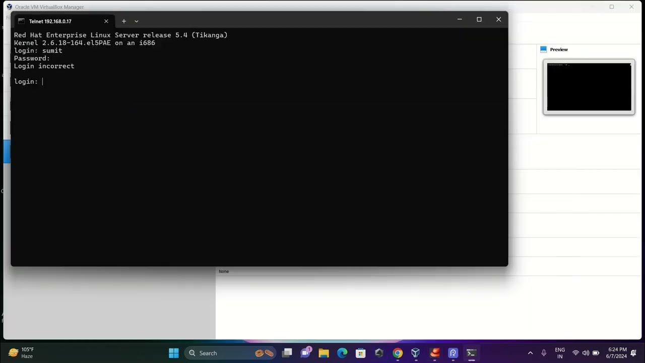 Telnet server ( Remote login program REDHAT LINUX ) - YouTube